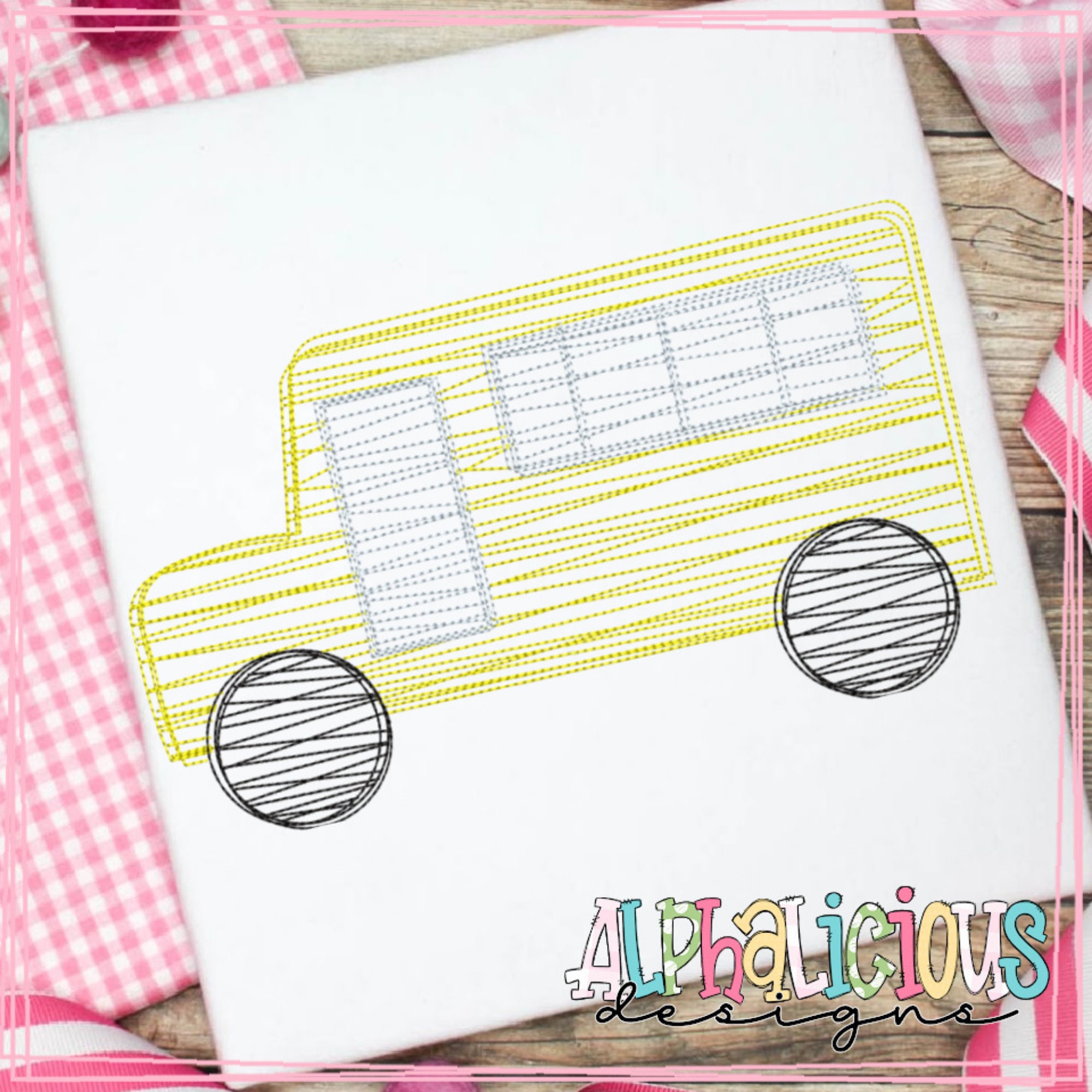 School Bus Scribble Fill Embroidery Design Instant | Etsy