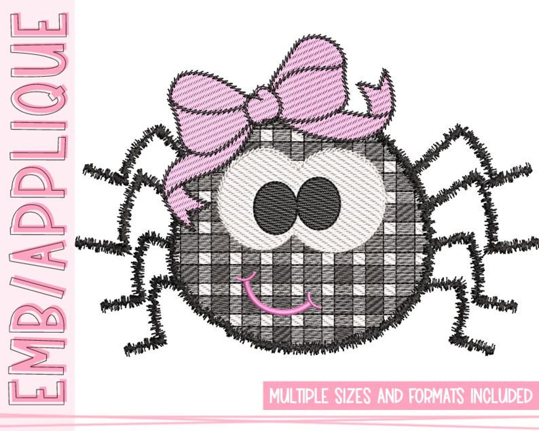 Gingham Spider - Sketch, Halloween Spider With Bow- Spooky Plaid ...