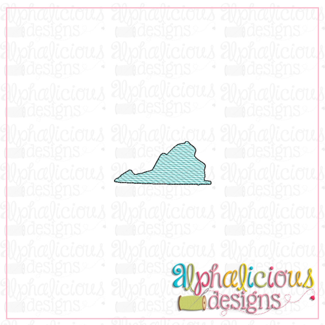 Virginia - MINI - Sketch - Embroidery Design - State Design - 3 Sizes ...