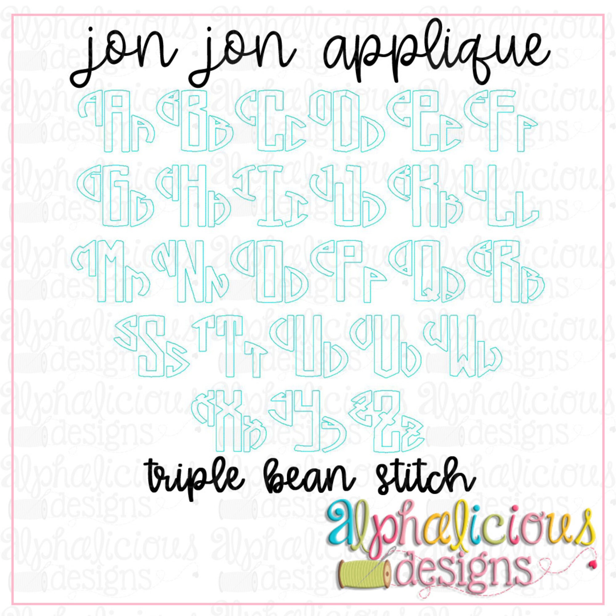 Jon Jon Embroidery Font Triple Bean Font Embroidery Font - Etsy