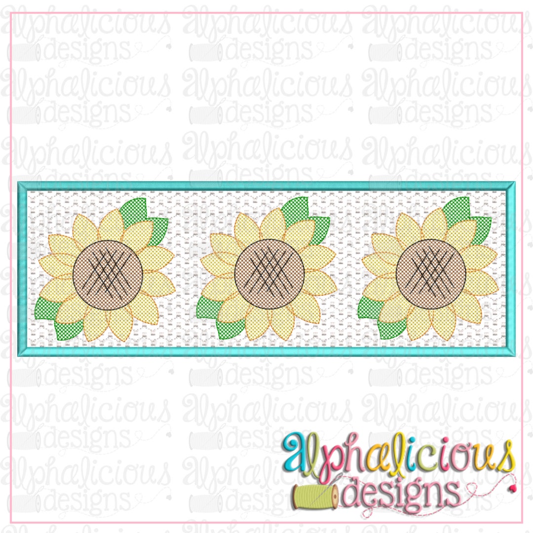 Sunflower Smock - Satin - Applique Design - 5 Sizes - 9 Different File ...