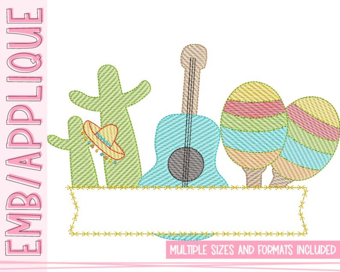 Fiesta Banner- Three in A Row- Sketch Design - Fiesta Embroidery Design ...