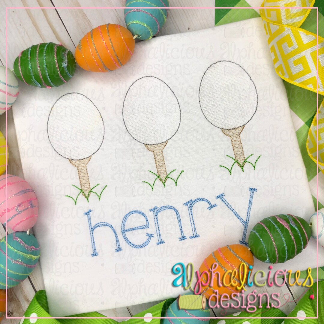 Golf Eggs Sketch Embroidery Design: Easter Spring Design (digital ...