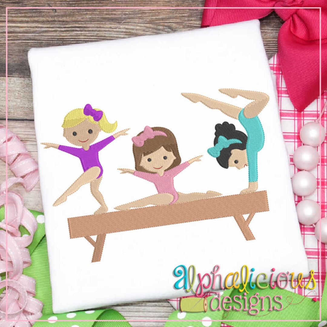 Gymnastics Girls Embroidery Design: Beam Sketch (instant Download) - Etsy