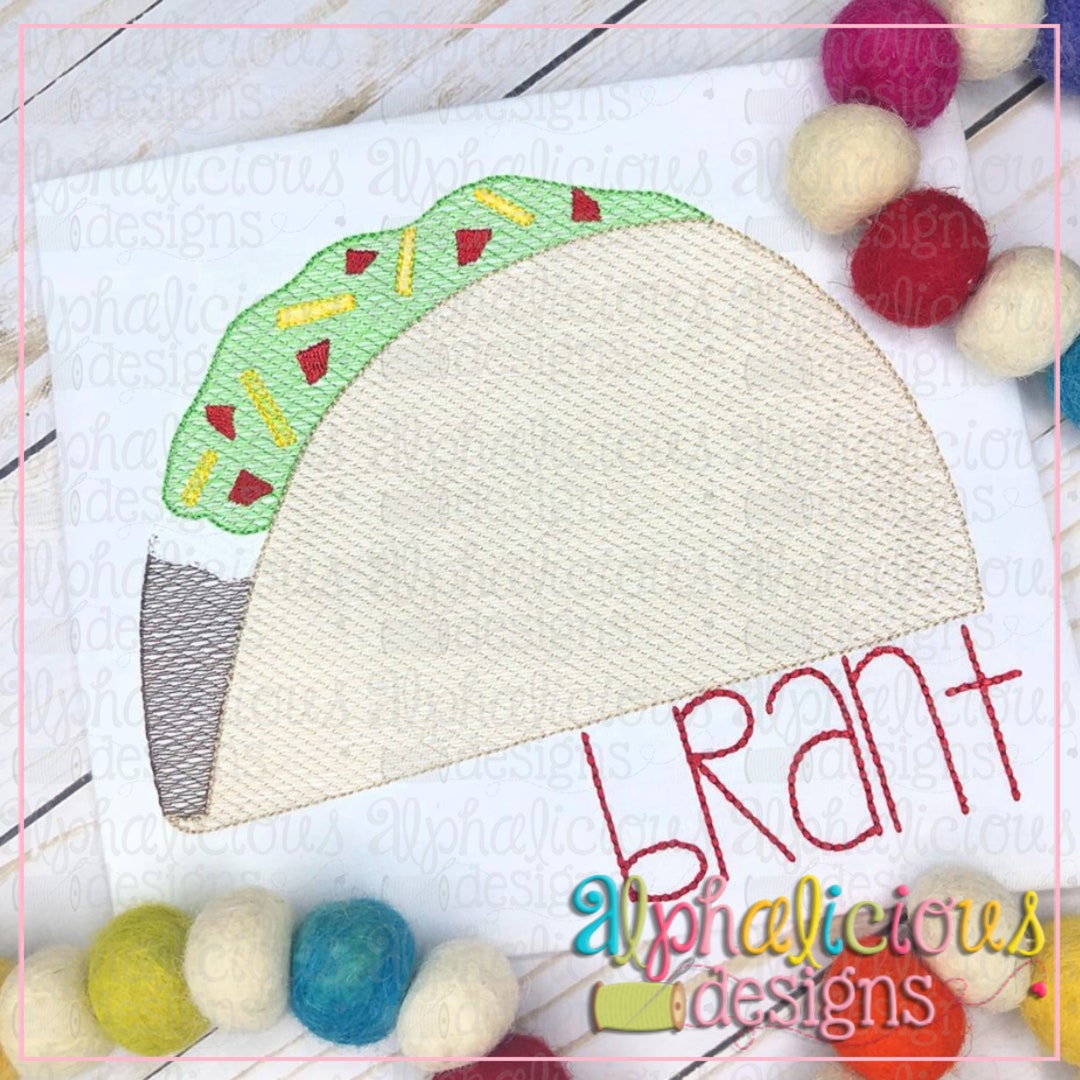 Taco - Sketch - Embroidery Design - Instant Download - 5 Sizes - 9 ...