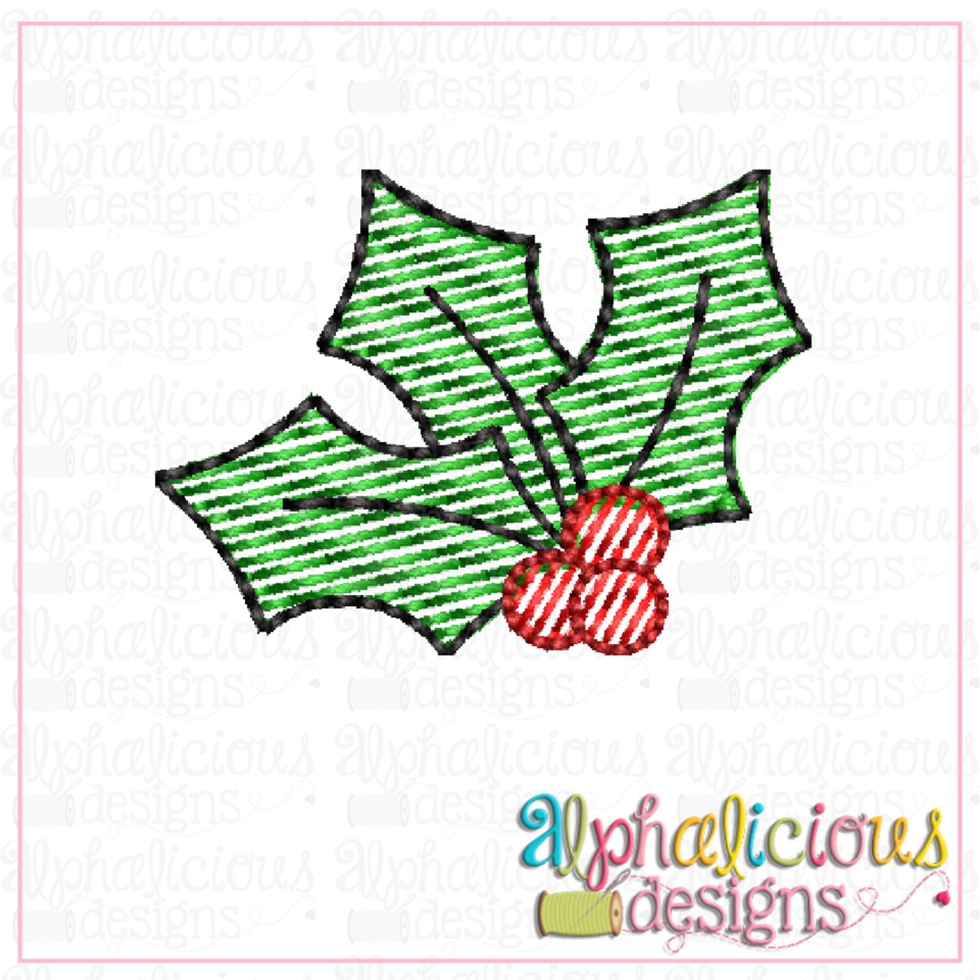 Holly - MINI Sketch Embroidery Design - Christmas Embroidery Design ...