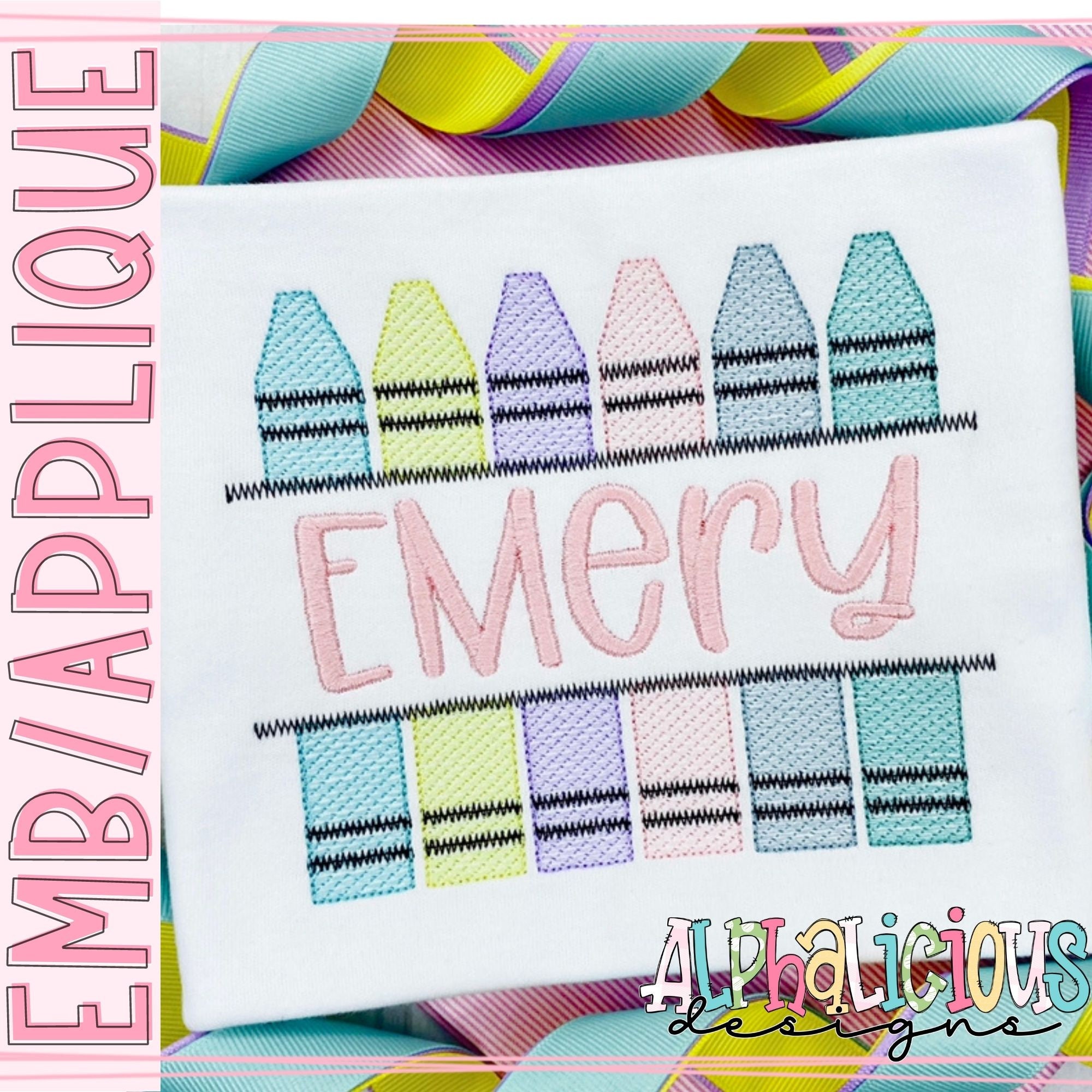 Split Crayons Sketch Embroidery Design Instant Download - Etsy