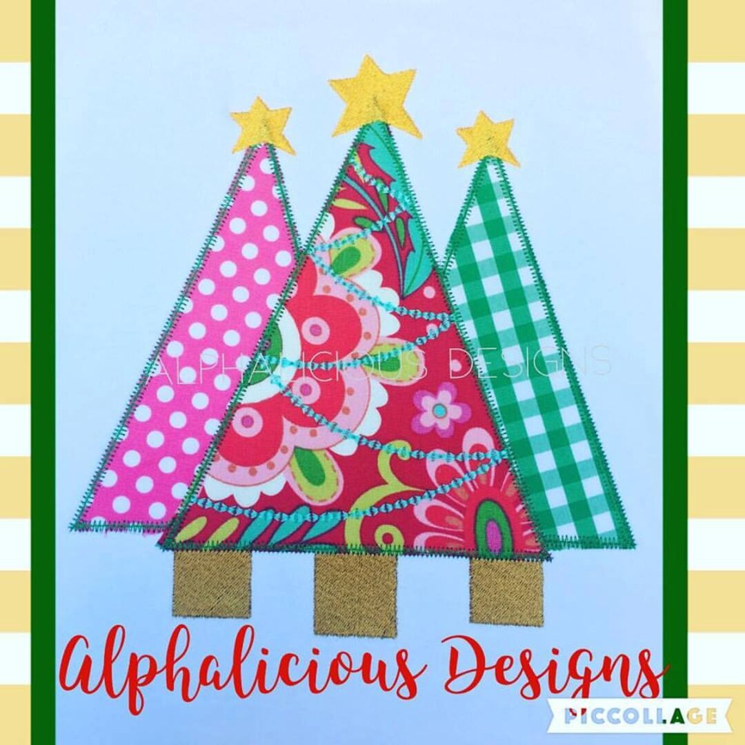 Christmas Tree Trio Applique Design- Christmas Applique- Christmas Tree ...