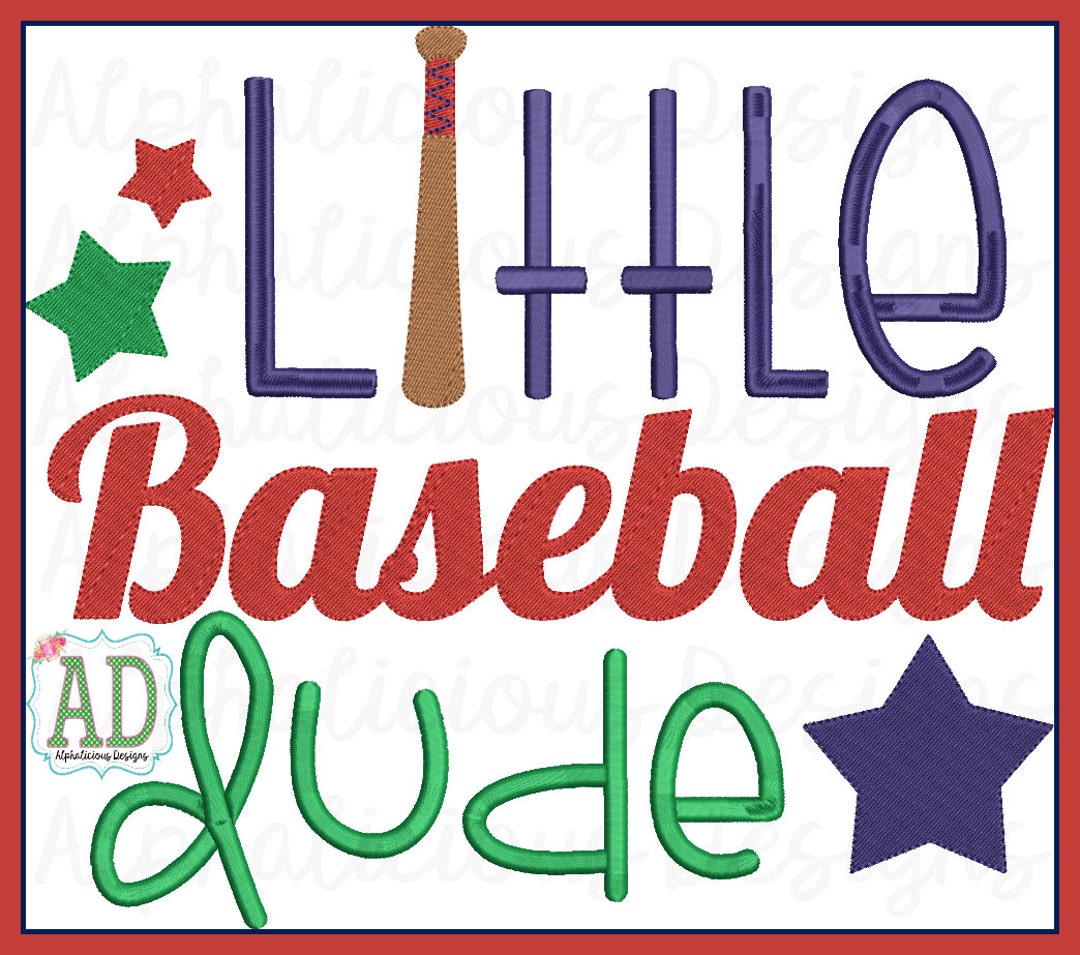 Little Baseball Dude Word Art- Baseball Themed Embroidery Word Art ...