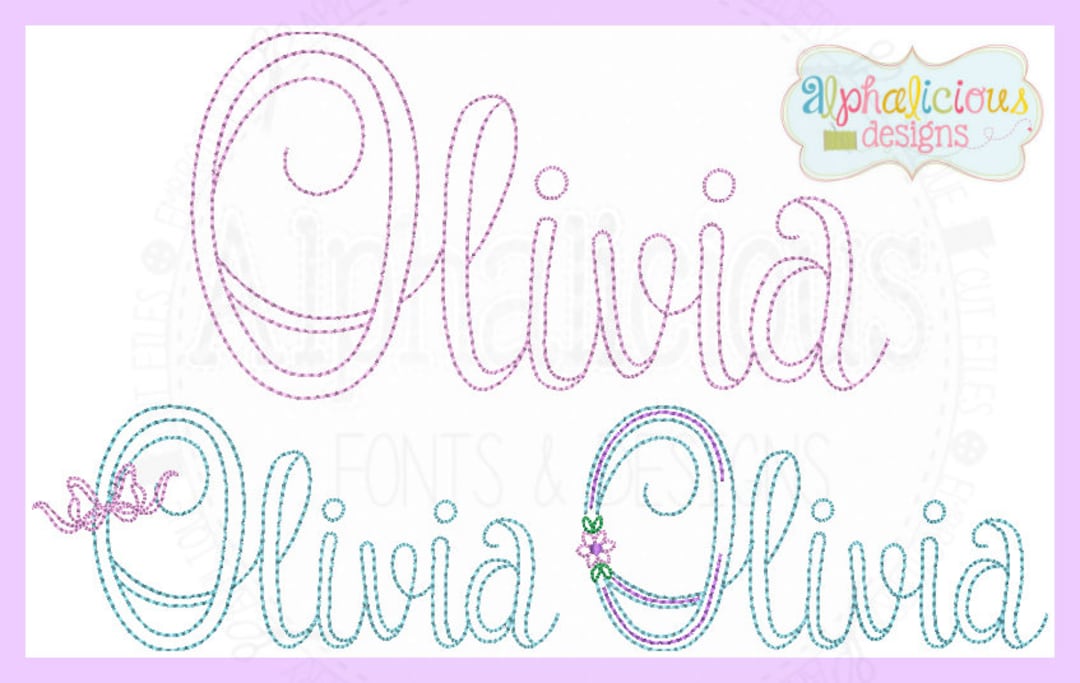 Vintage Olivia Embroidery Font- Cursive Floss Embroidery Font ...