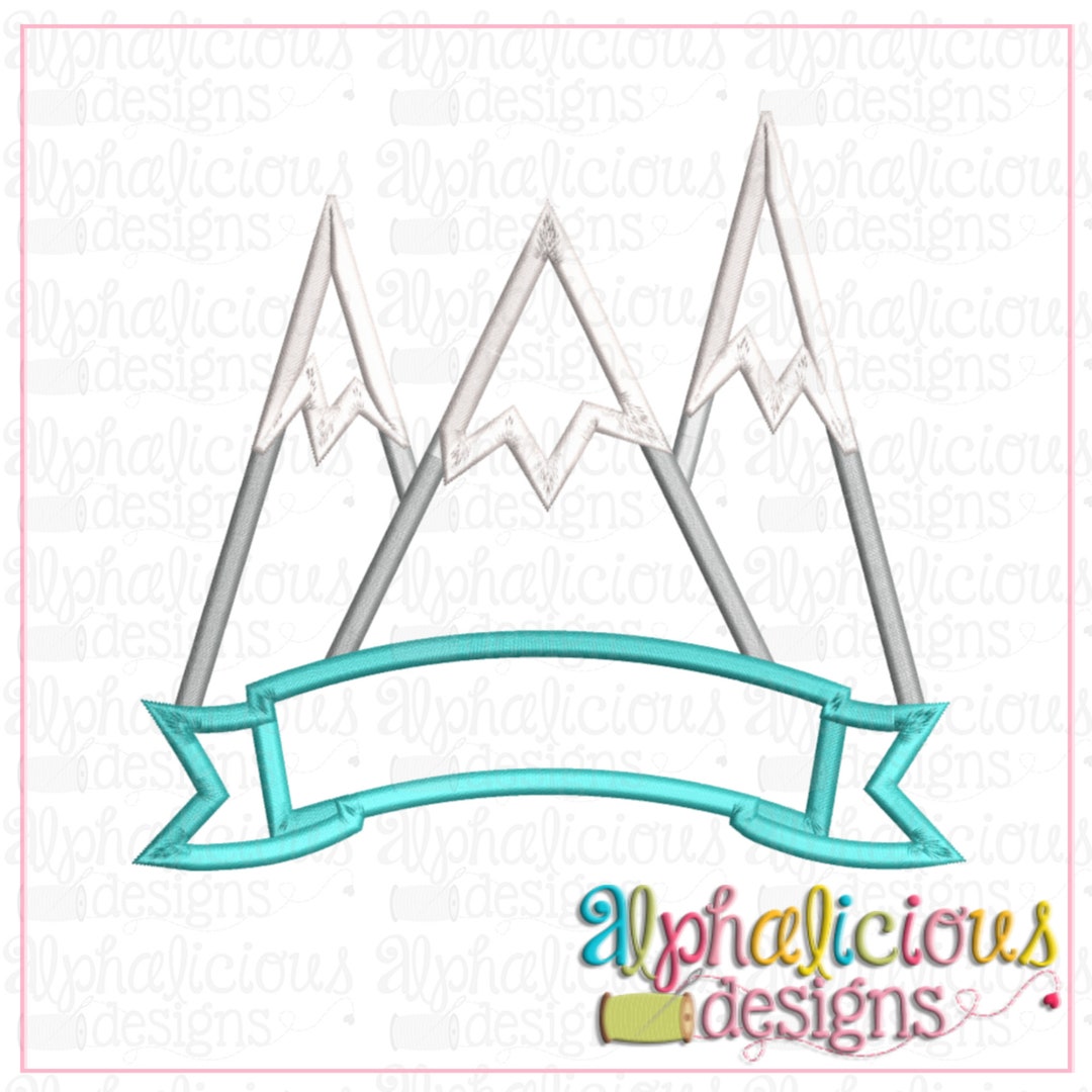 Snow Top Mountains - Satin - Applique Design - Quick Stitch - Instant ...