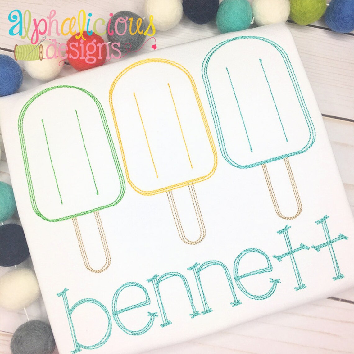 Popsicle Three in a Row Vintage Scribble - Etsy