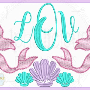 Mermaid Monogram Frame- Ocean-beach-sea Life- Digitized Embroidery ...