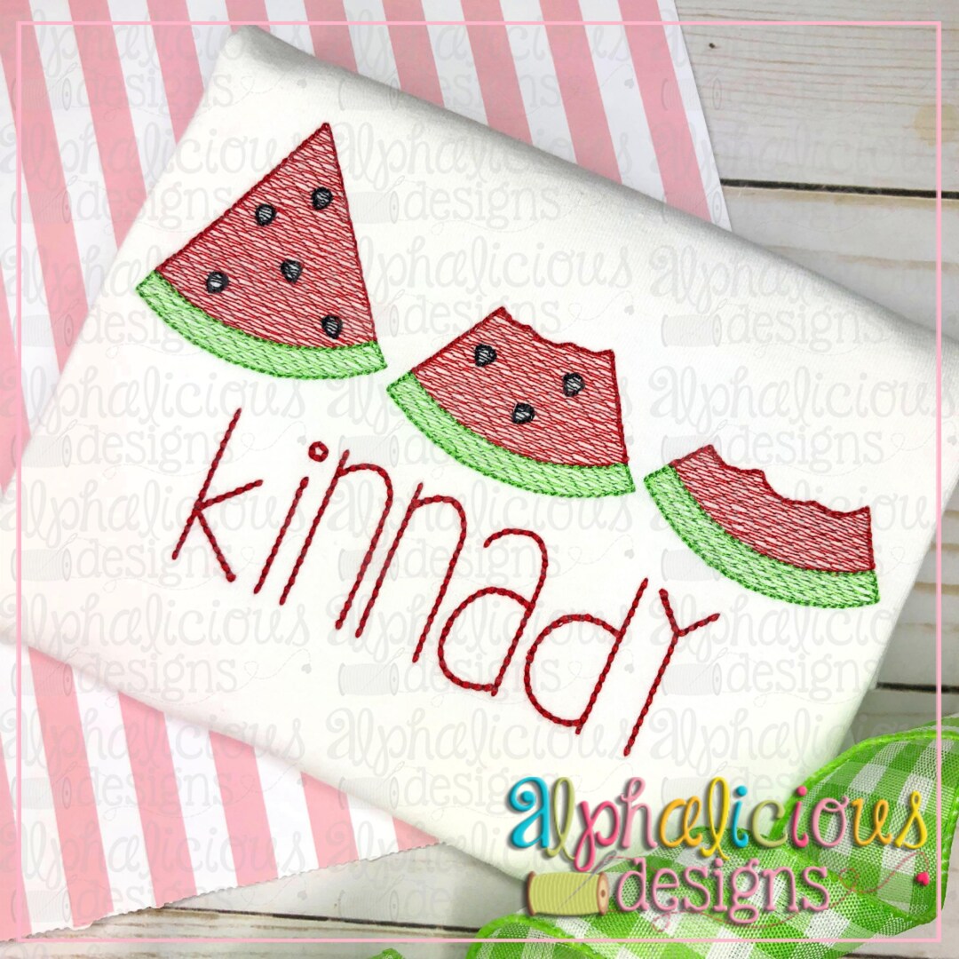 Watermelon - Three in a Row - Sketch - Embroidery Design - Instant ...
