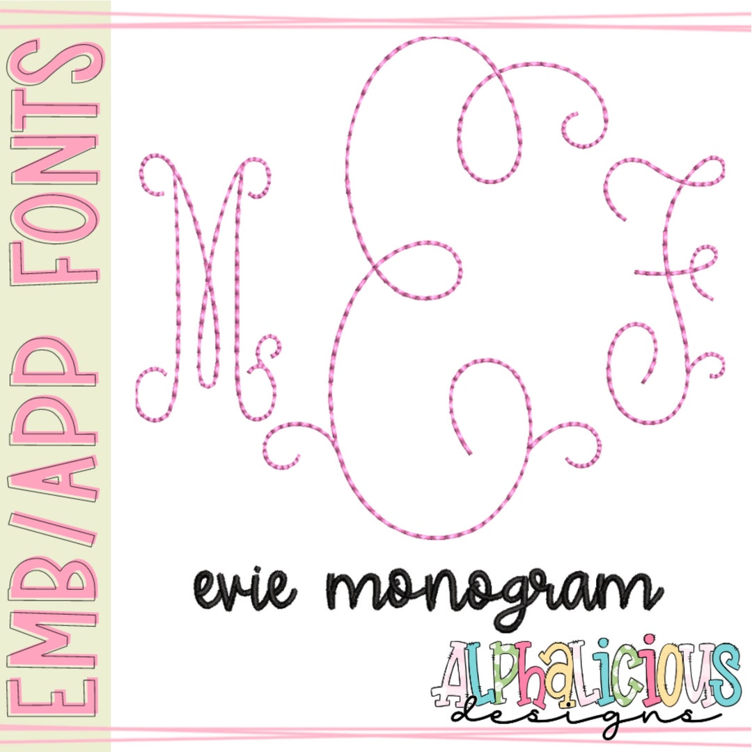 Evie Floss Embroidery Font- Vintage Embroidery Font- 5 Sizes - 10 ...