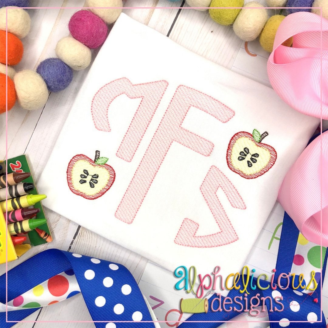 Apple Half - MINI - Sketch - Embroidery Design - Quick Stitch - Instant ...