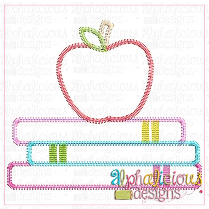 Stack of School Books - Zigzag - Applique Design - Instant Download ...