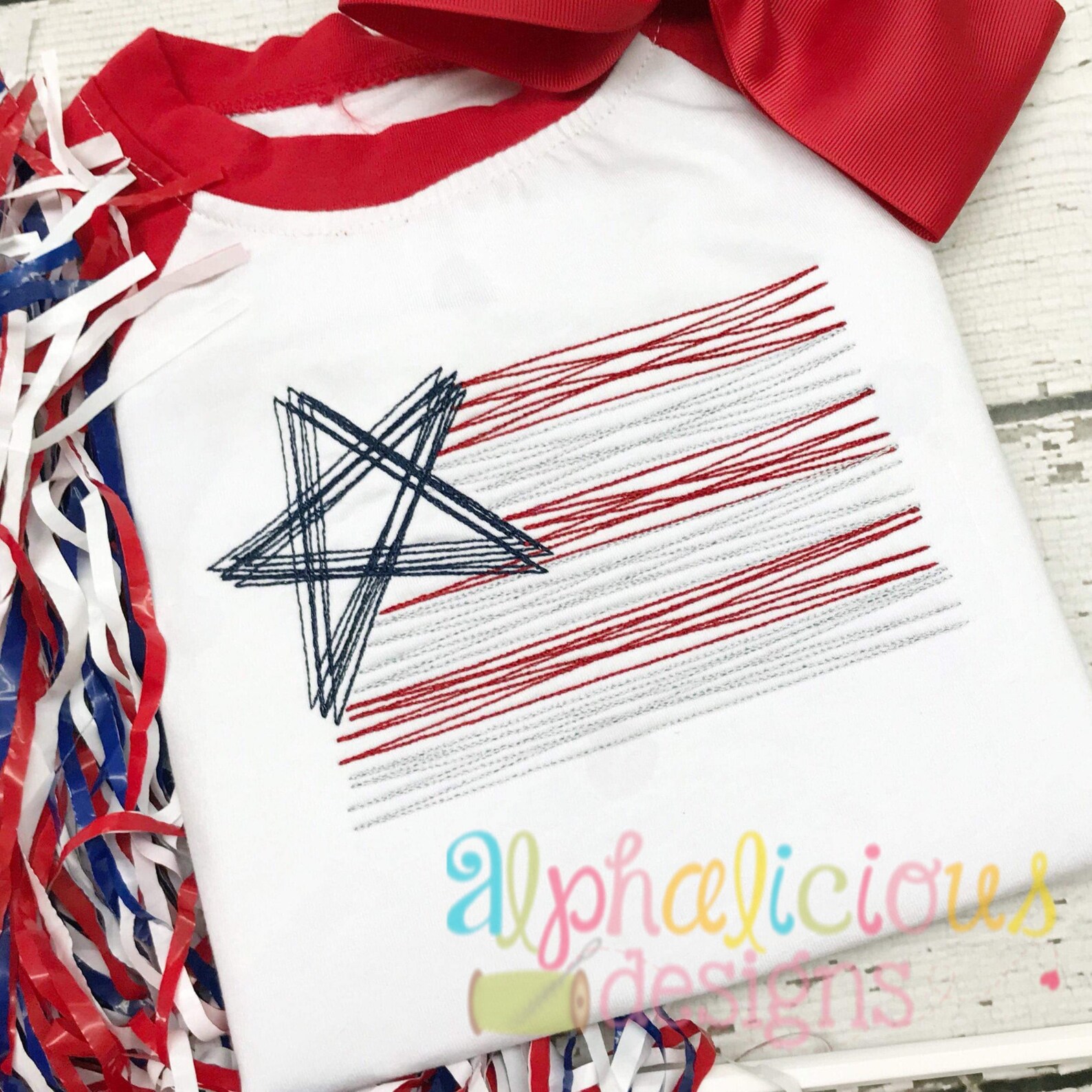 Patriotic Flag Scribble Embroidery Design Instant Download - Etsy