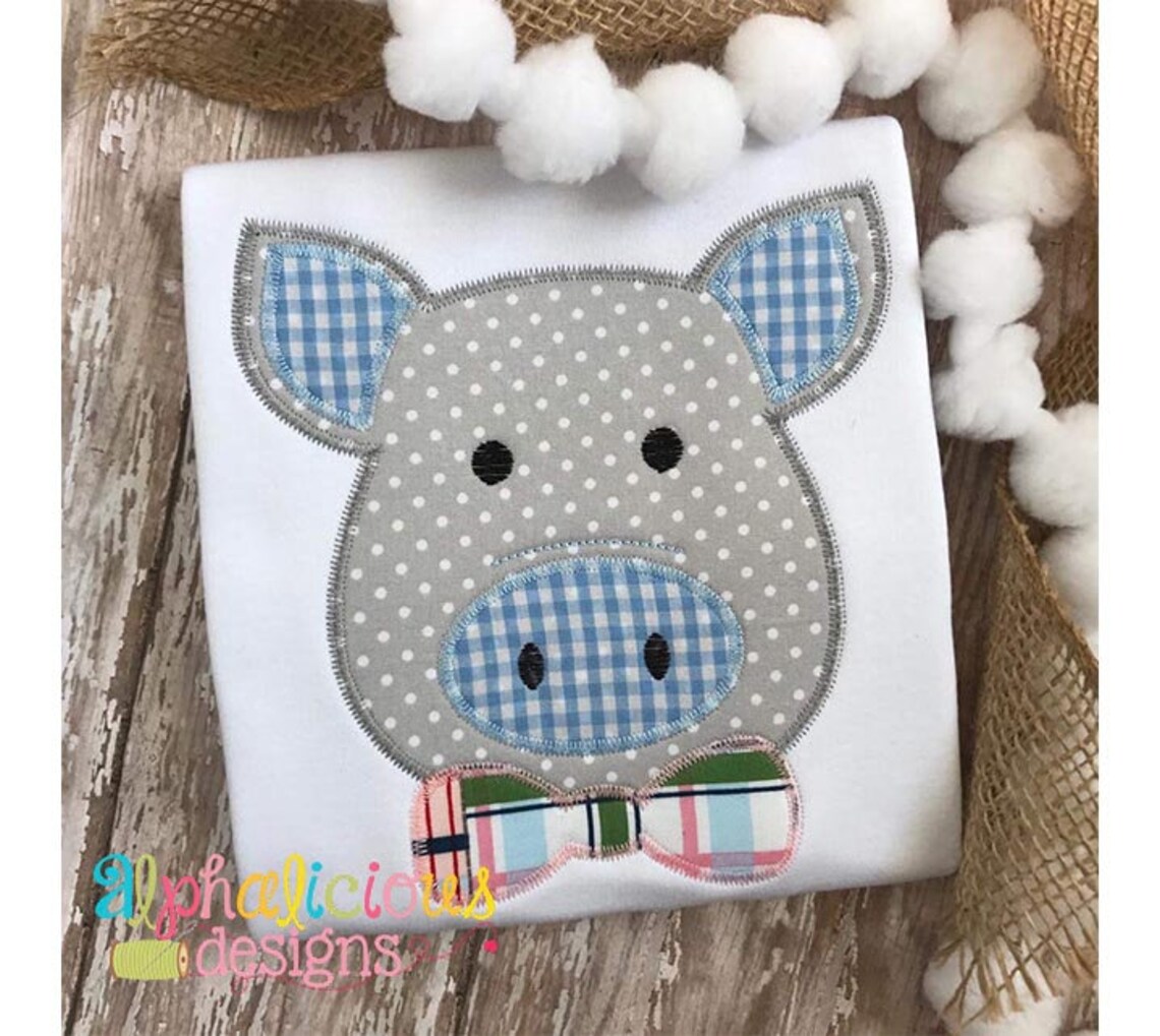 Mr. Pig With Bow Tie Zig Zag - Etsy