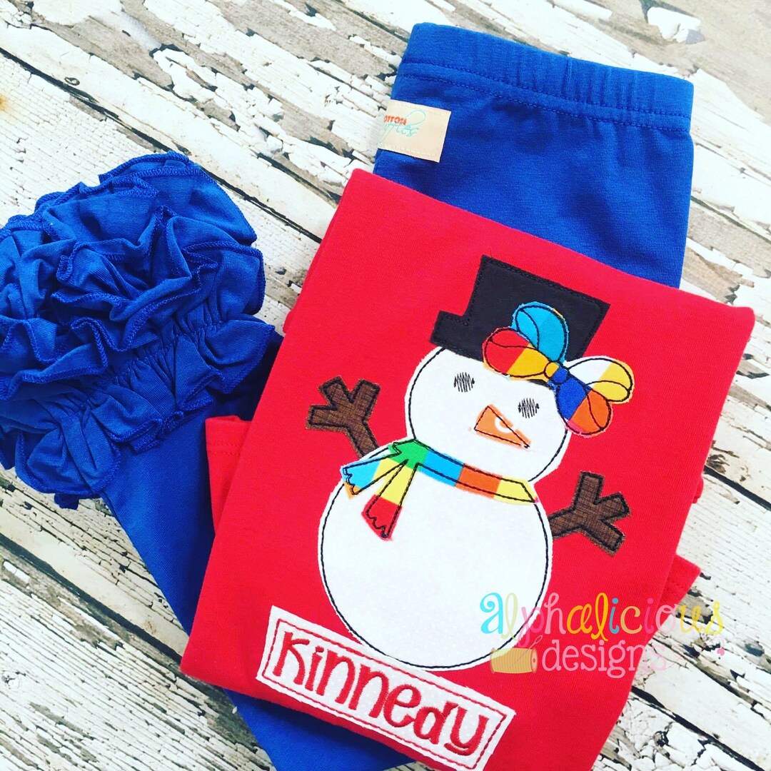 Snow Girl Applique Design Winter Applique Design Snowman Embroidery ...
