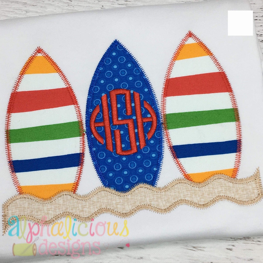 Surfs up Surf Boards - Zigzag Embroidery Design - Instant Download ...