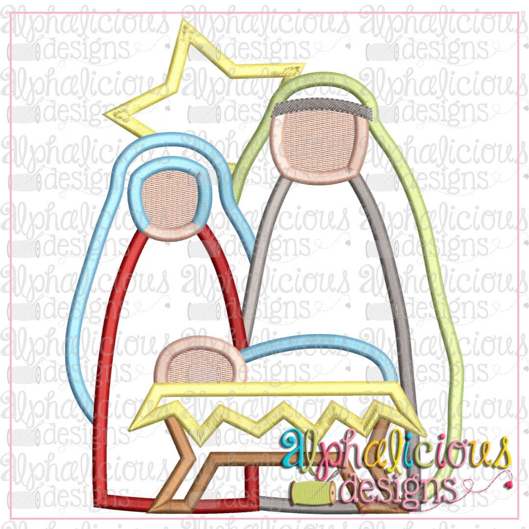 Simple Nativity - Satin Embroidery Design - Christmas Applique ...