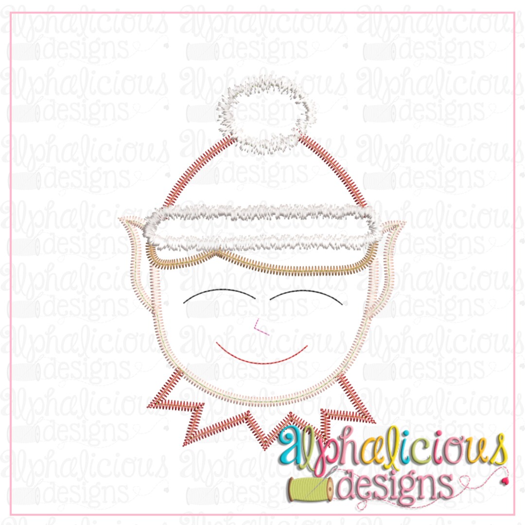 Elf Boy Applique Design: Zigzag Christmas Embroidery (instant Download ...