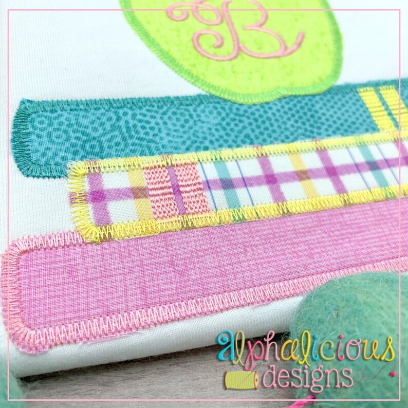 Stack of School Books ZigZag Applique Design Instant | Etsy