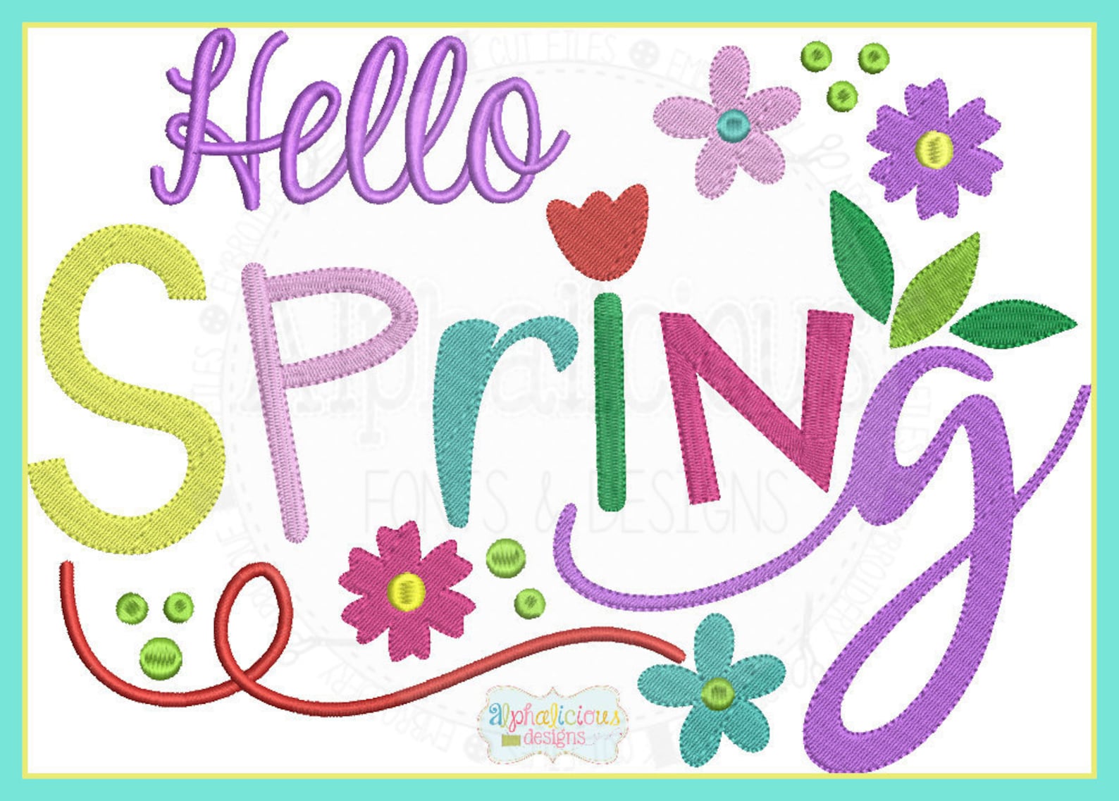 Hello Spring Word Art Digitized Spring Word Art Spring - Etsy