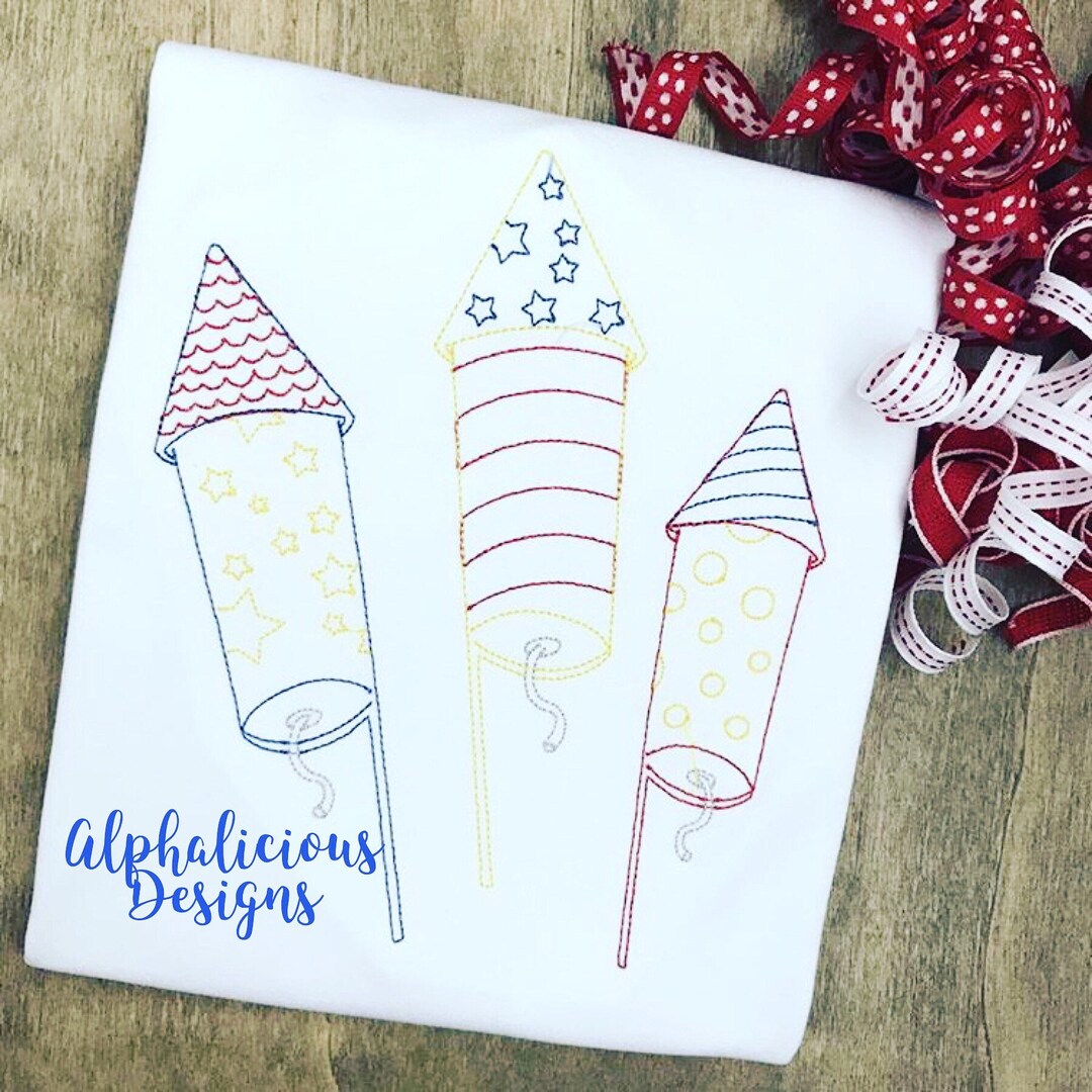 Vintage Rocket Fireworks Design Digitized Embroidery Design - Etsy