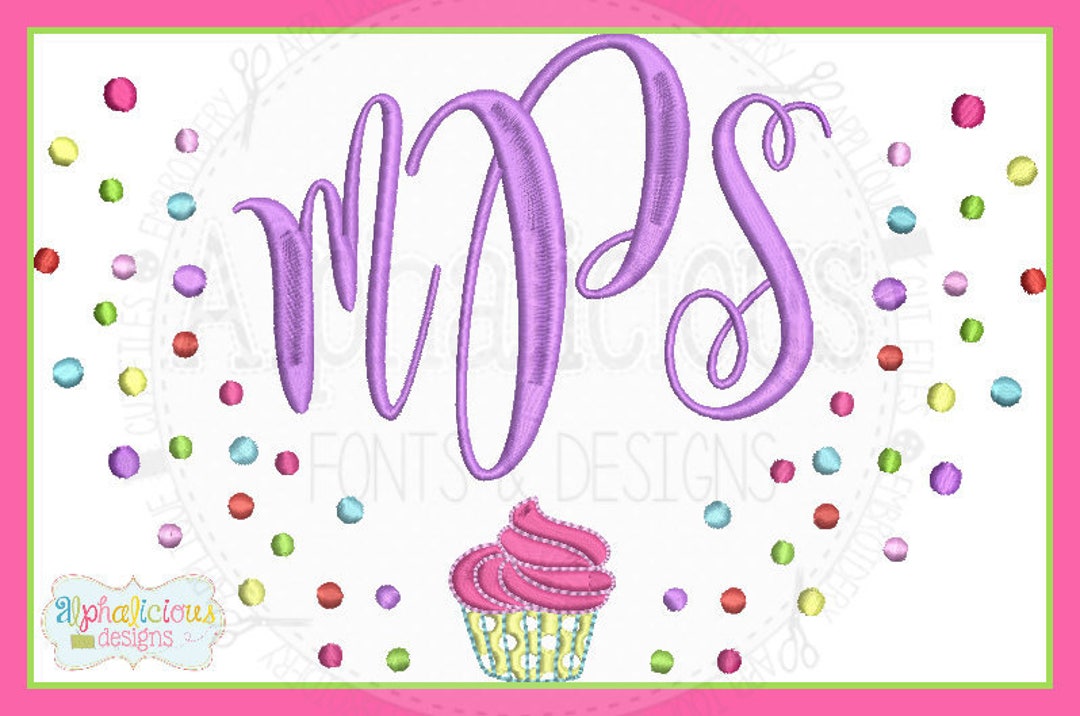 Confetti Cupcake Monogram Frame- MINI Sizes-birthday Monogram Frame ...