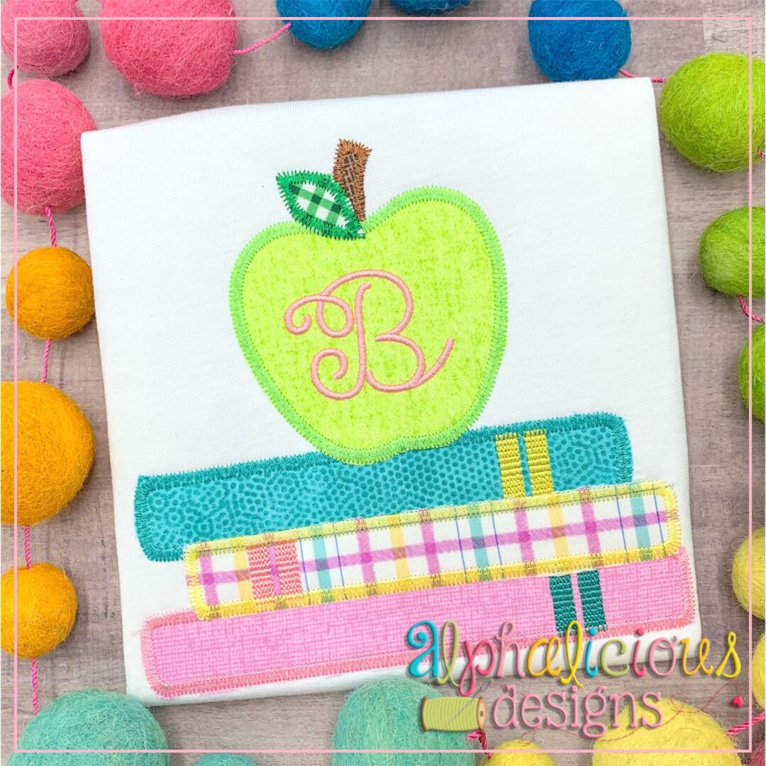 Stack of School Books - Zigzag - Applique Design - Instant Download ...