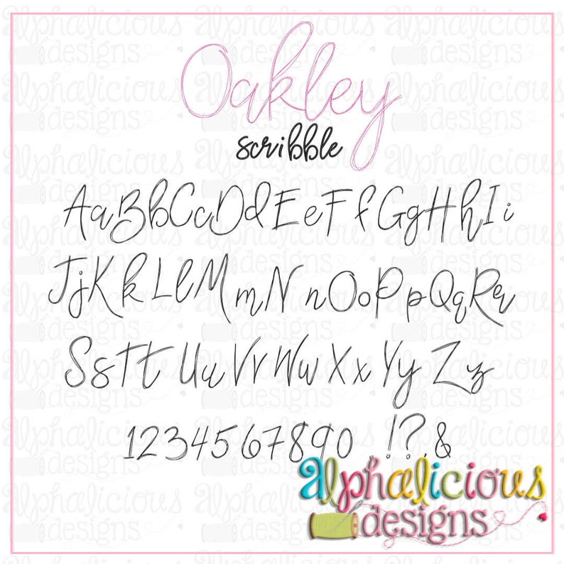 Oakley Scribble Embroidery Font: Vintage Design (digital Files) - Etsy