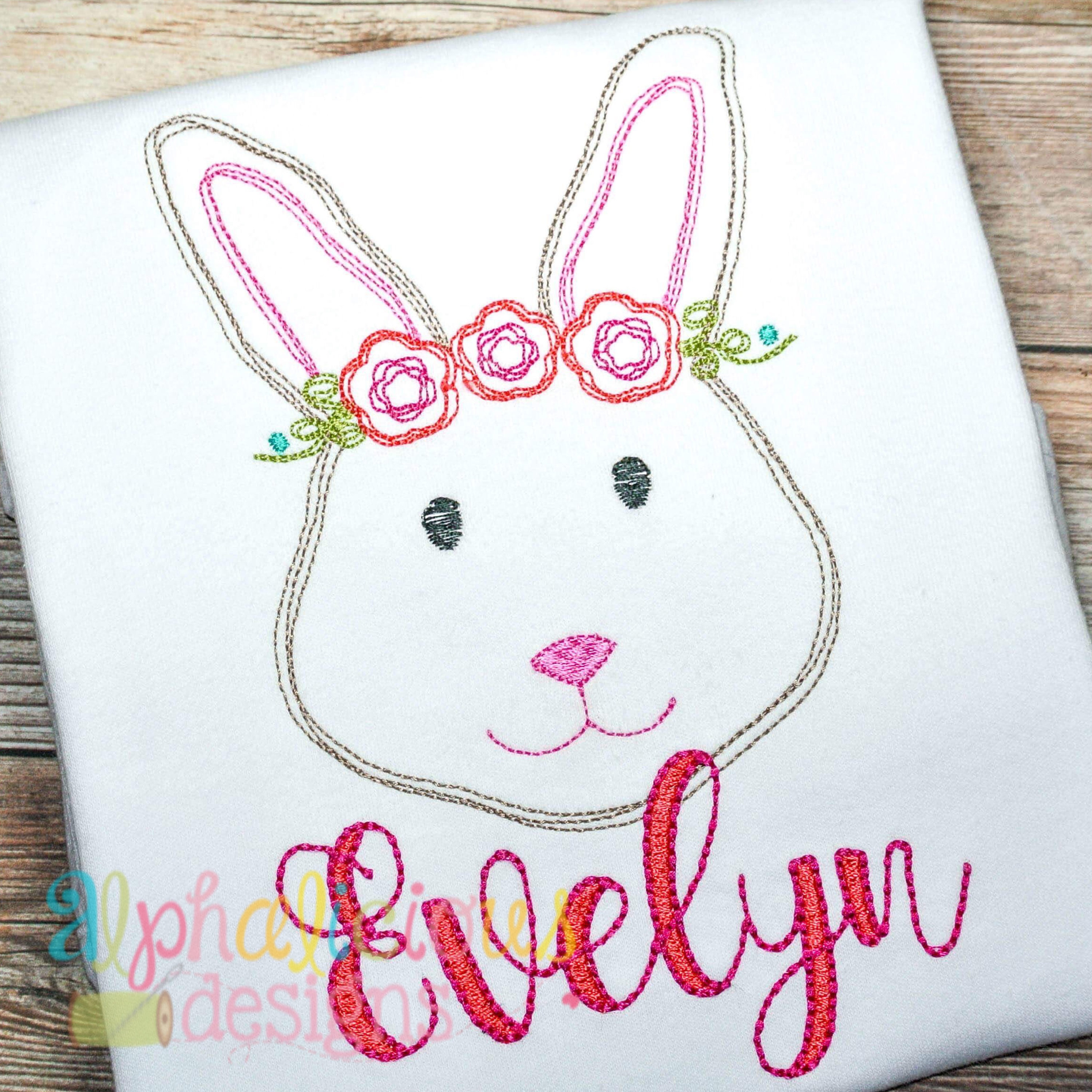 Spring Floral Bunny- Vintage Scribble - Etsy