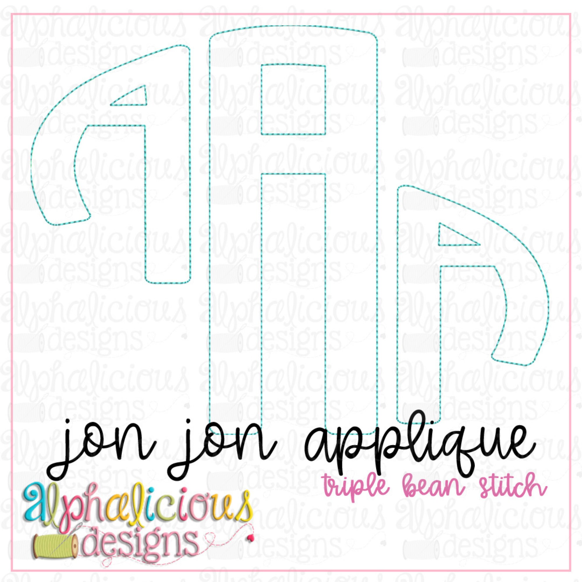 Jon Jon Embroidery Font Triple Bean Font Embroidery Font - Etsy