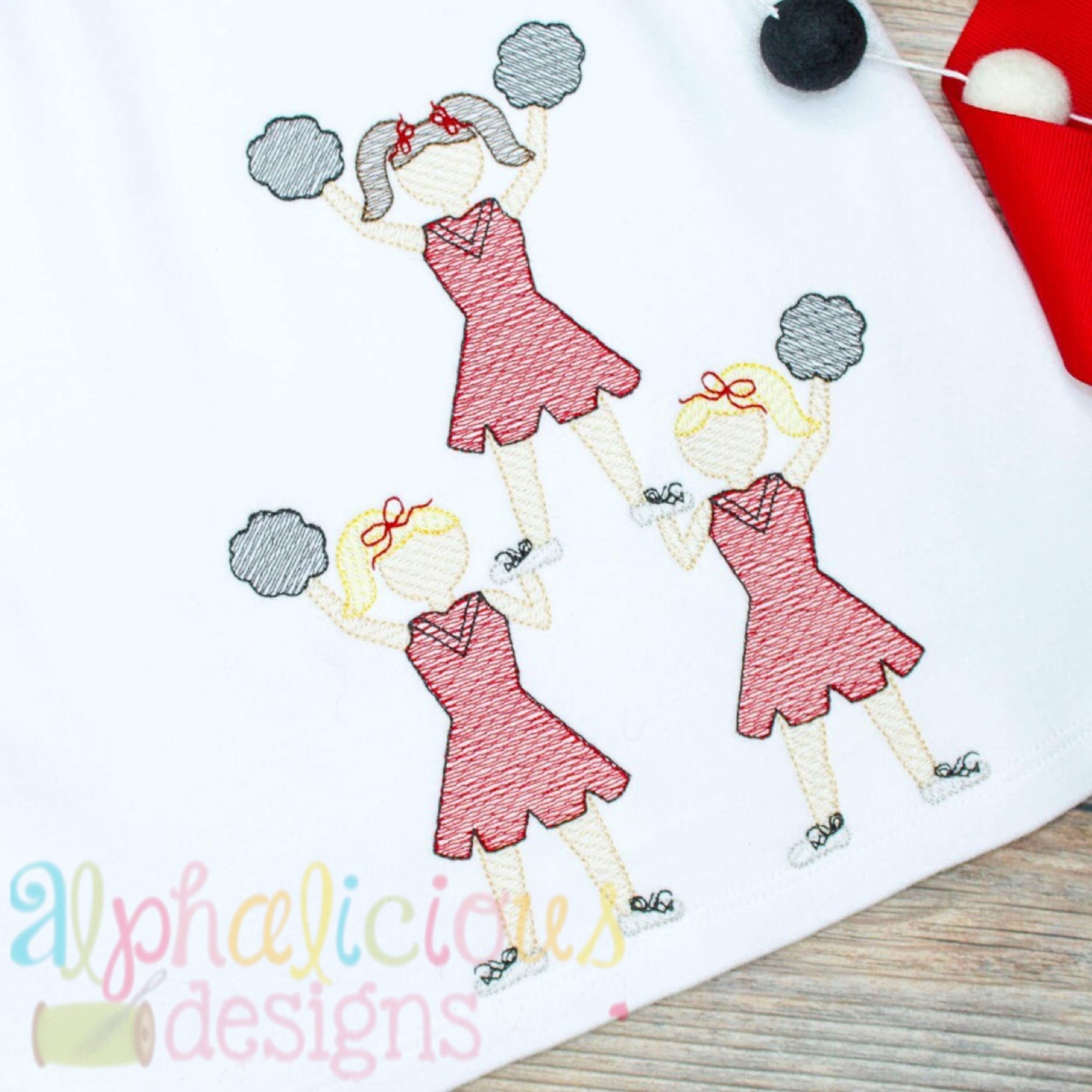 Triple Cheer Tower Sketch Embroidery Design Instant - Etsy