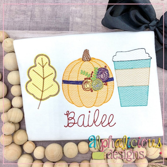 Fall Trio Sketch Embroidery Design Quick Stitch - Etsy