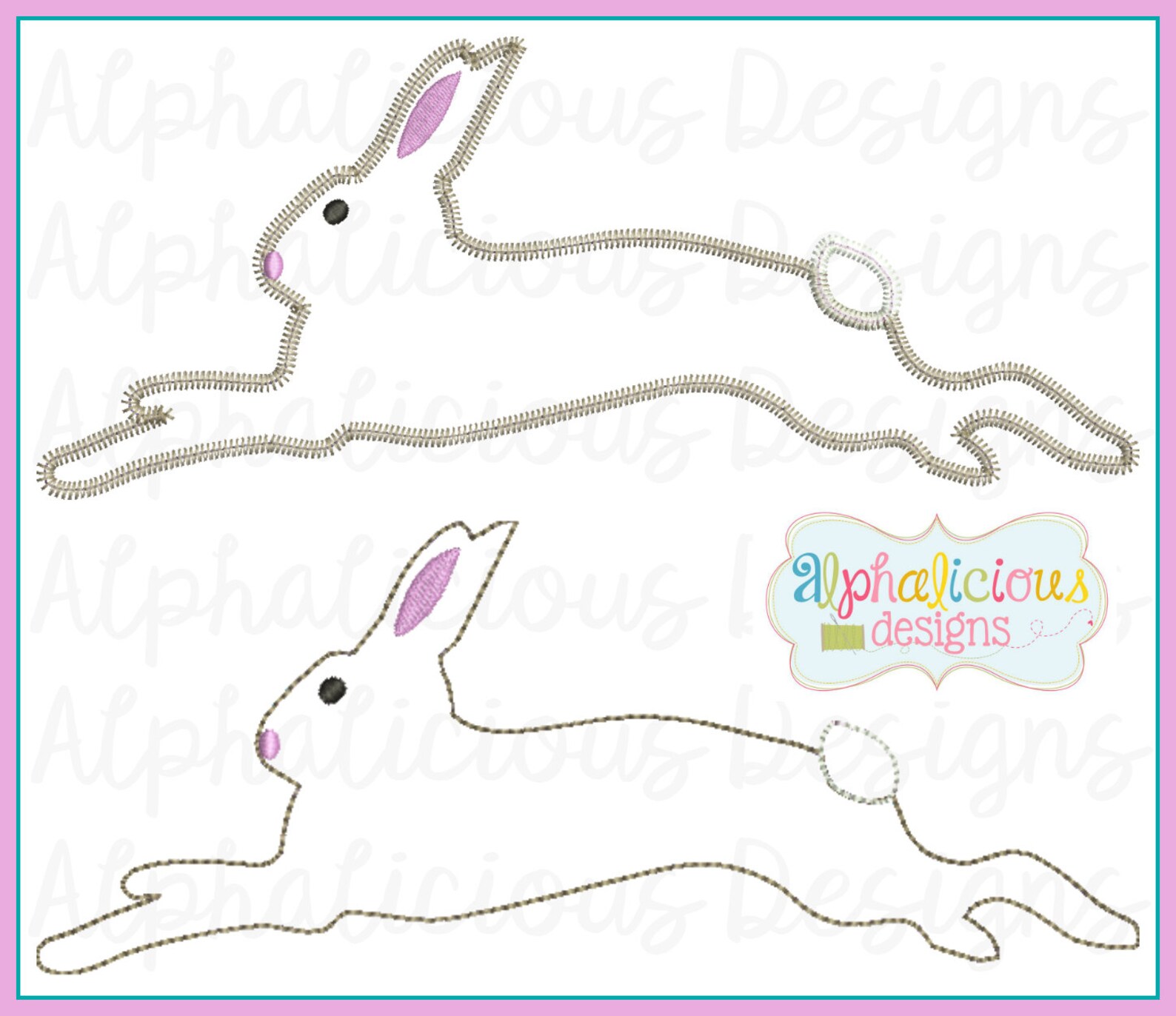 Digitized Hopping Bunny Applique Design Vintage Floss Bead - Etsy