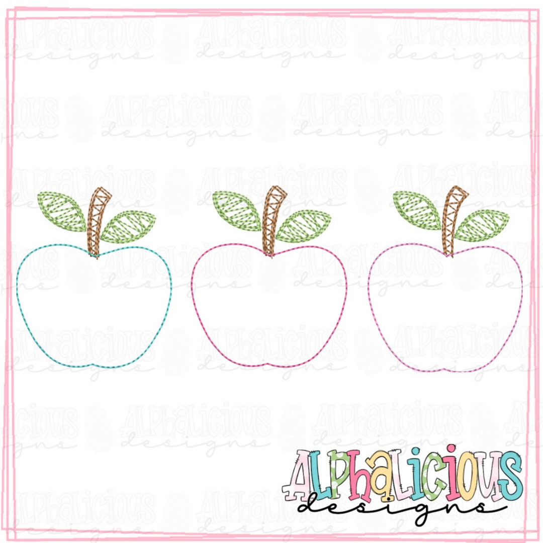 Sassy School Apple Bunch Three in a Row Triple Bean Stickmuster ...