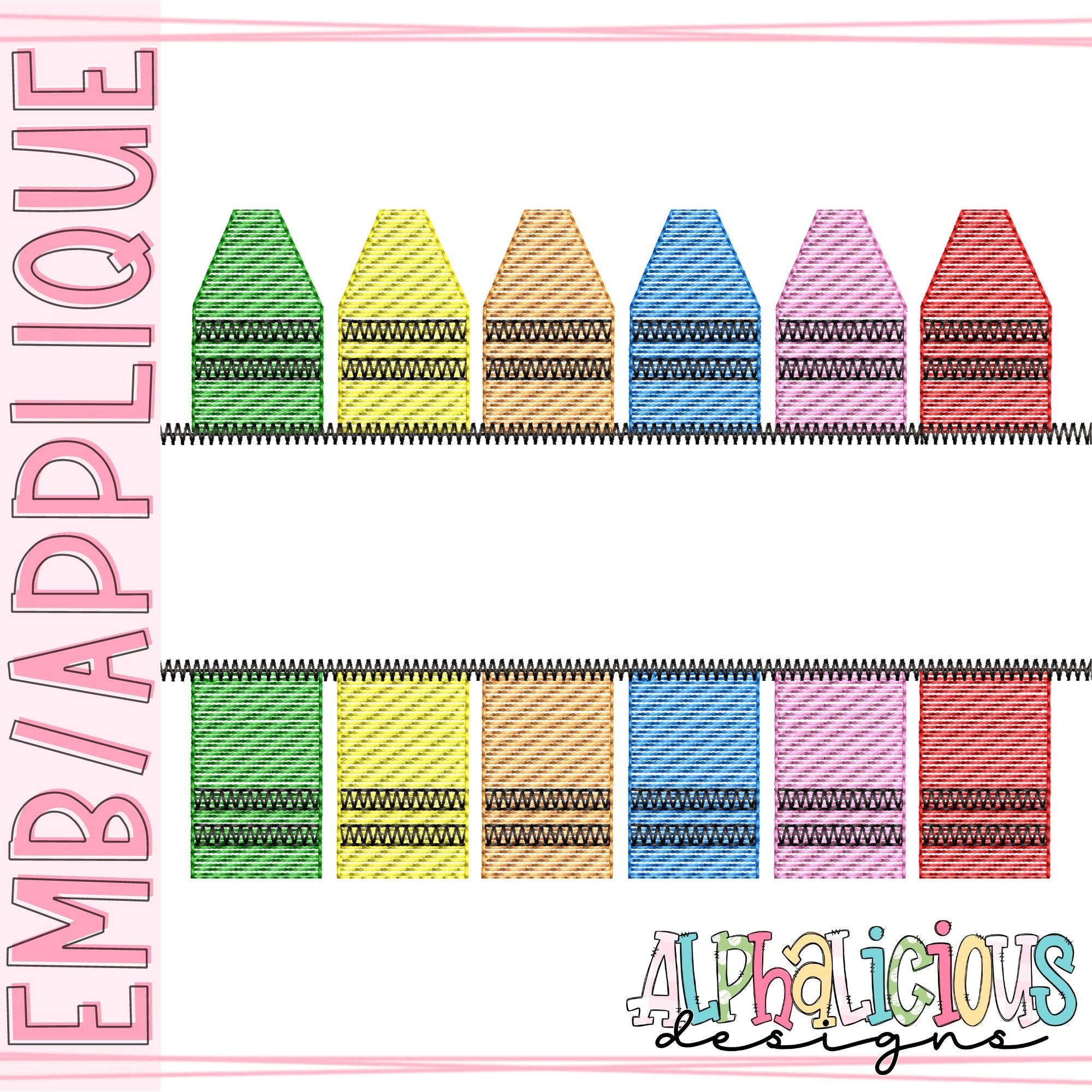 Split Crayons Sketch Embroidery Design Instant Download - Etsy