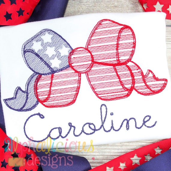 Star Spangled Bow Sketch: Sketch Embroidery Design - Etsy