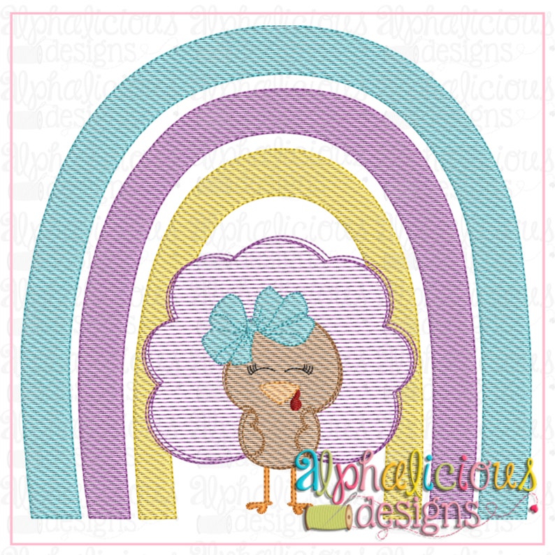 Rainbow With Turkey - Sketch - Embroidery Design - Quick Stitch ...