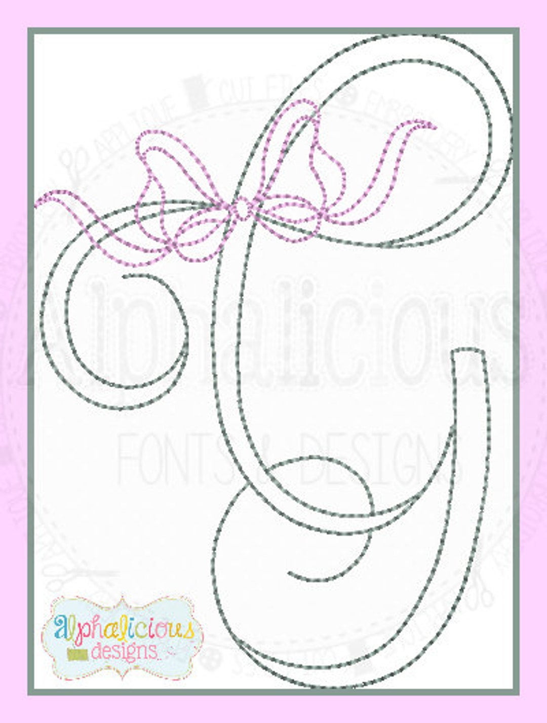Vintage Bow Embroidery Font- Cursive Embroidery Font- Digitized ...