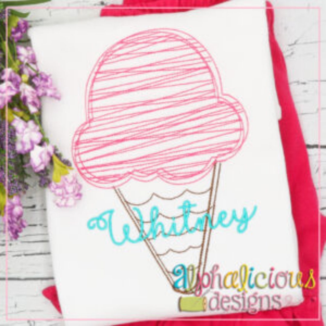 Ice Cream - Scribble Fill - Scribble Embroidery Design - Instant ...