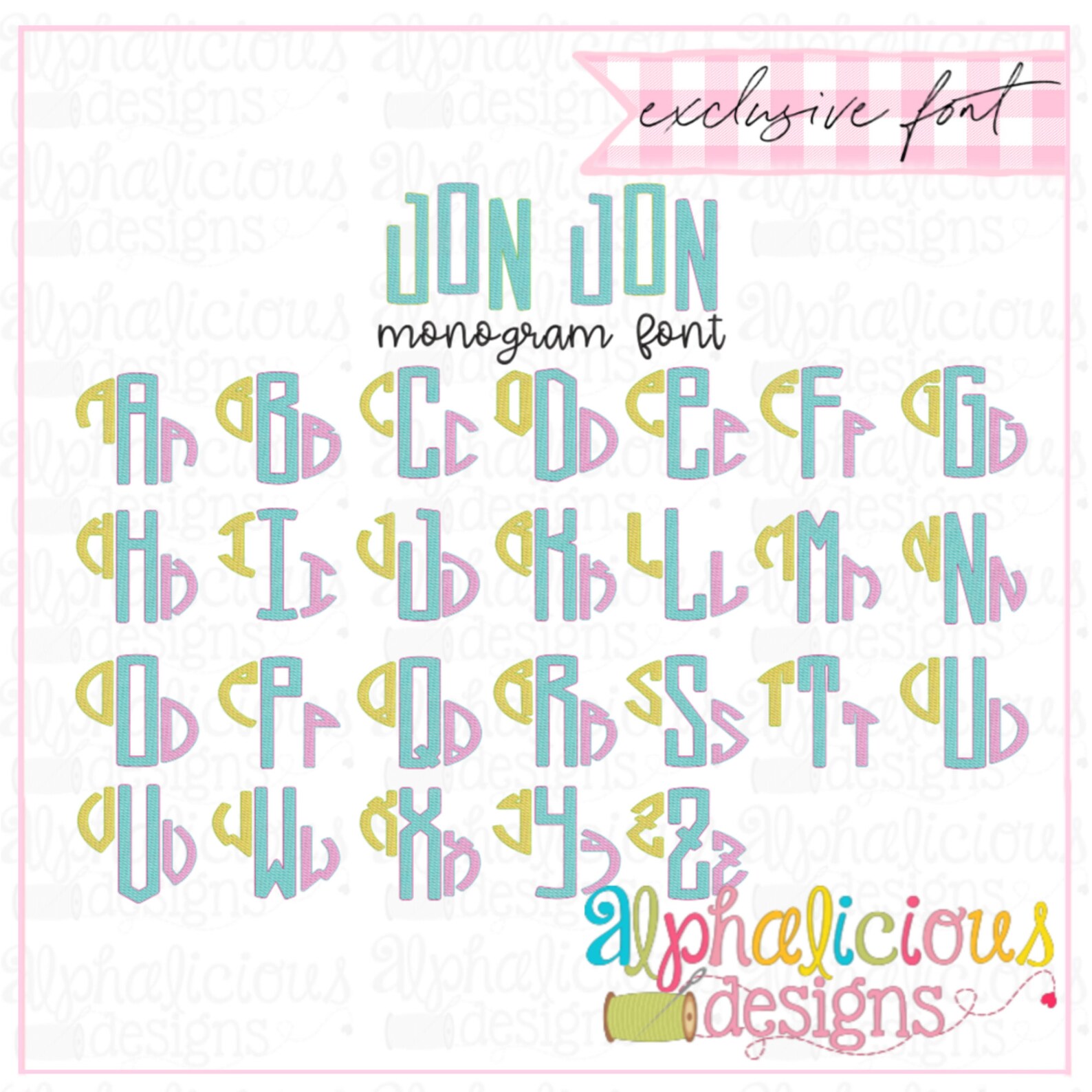 Jon Jon Sketch Embroidery Font: Monogram Letters (digital Download) - Etsy