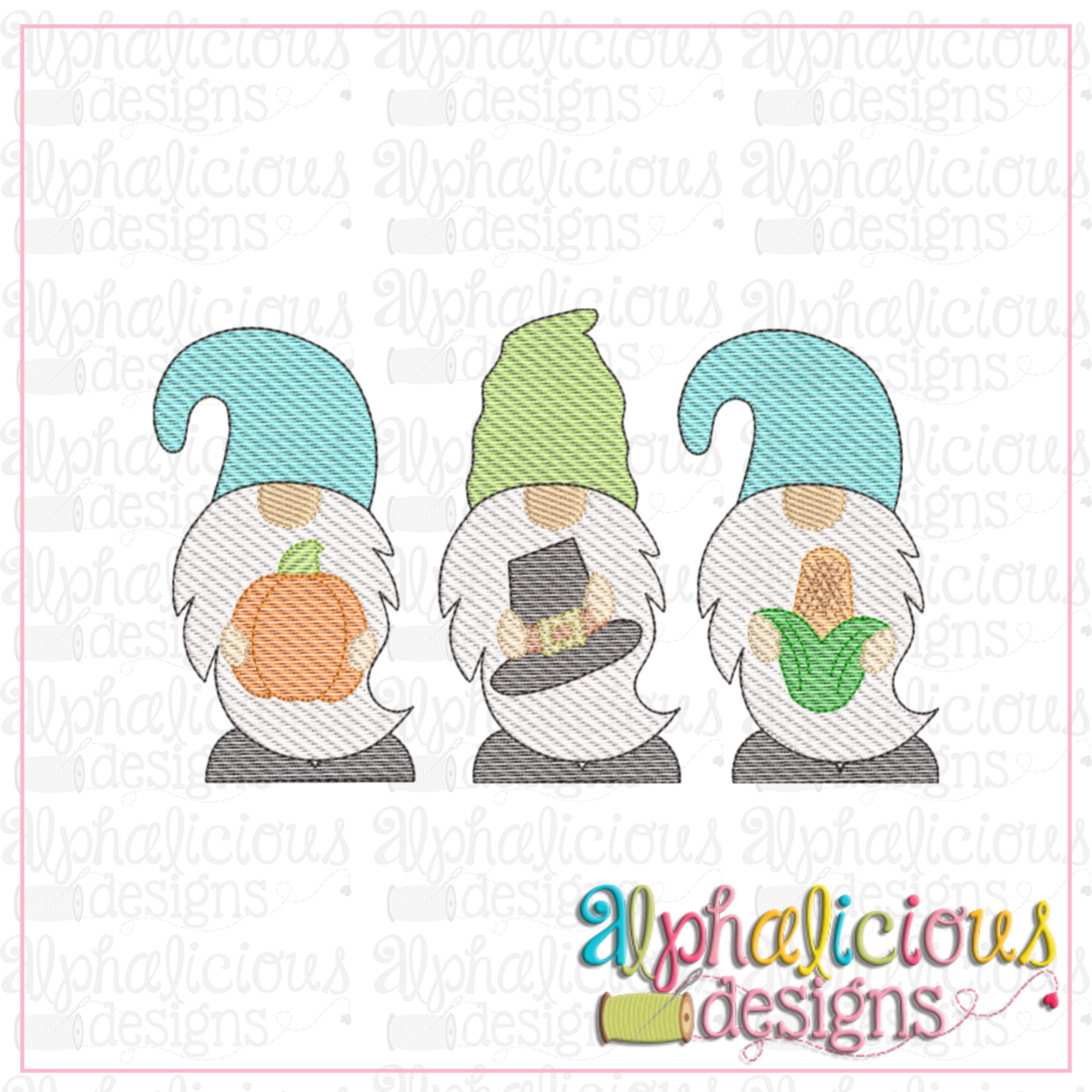 Thankful Gnomes - Sketch - Embroidery Design - Instant Download - 5 ...