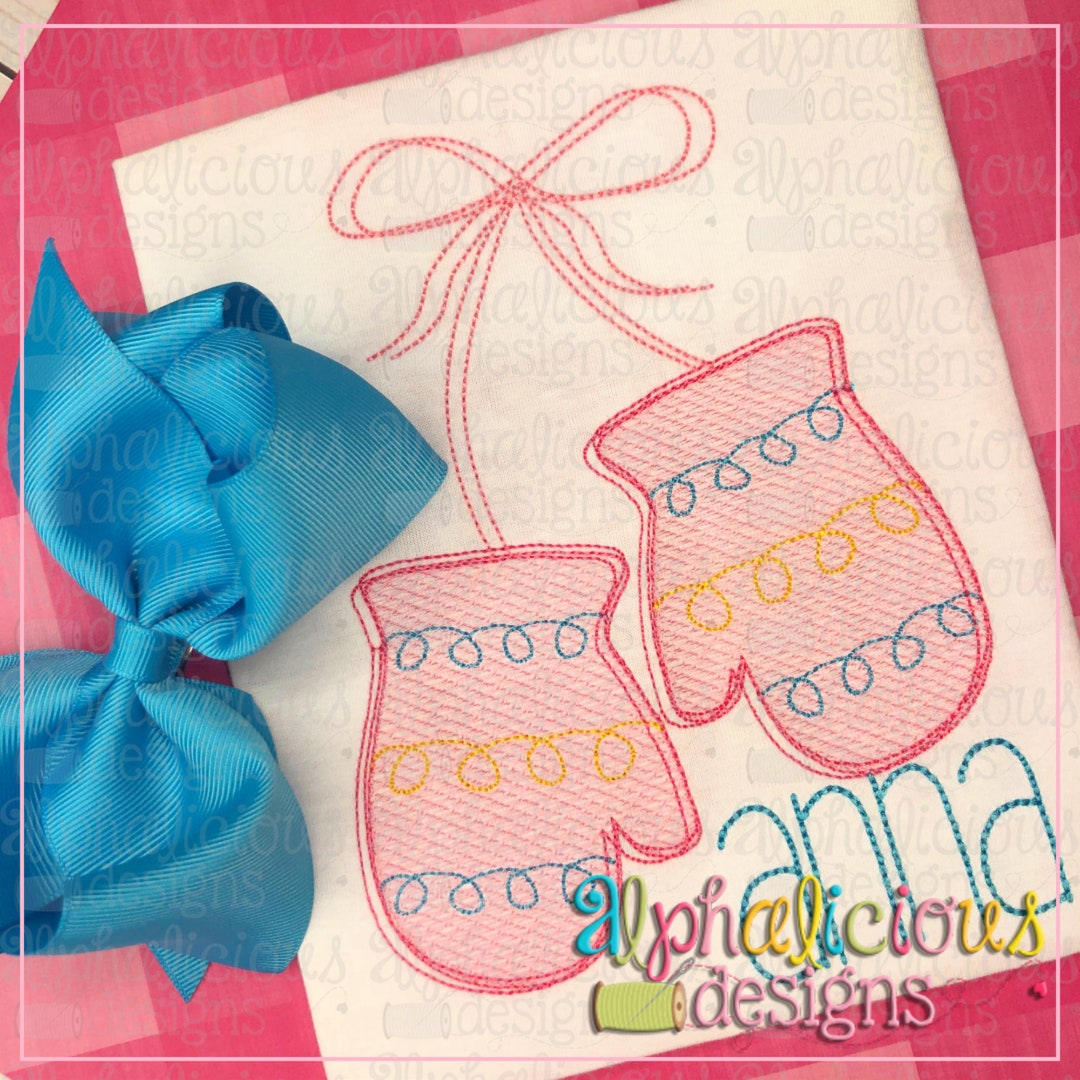 Doodle Mittens - Sketch - Applique Design - Quick Stitch - Instant ...
