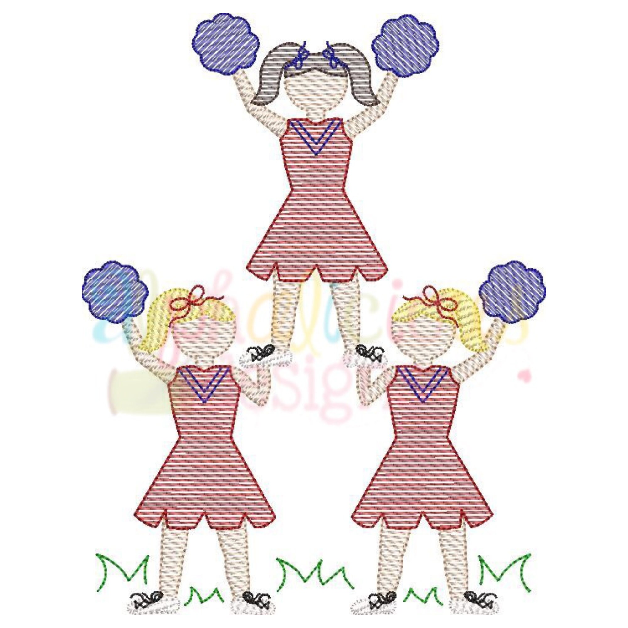 Triple Cheer Tower Sketch Embroidery Design Instant - Etsy