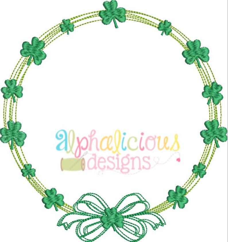 Vintage Scribble Shamrock Monogram Frame Embroidery - Etsy