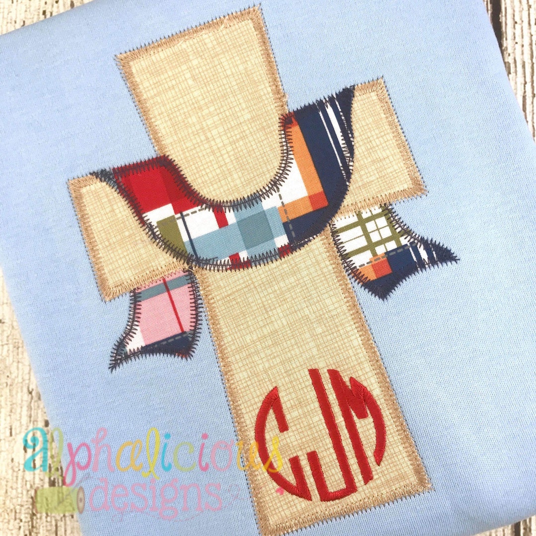 Cross With Sash Applique Design - Zig Zag - Etsy